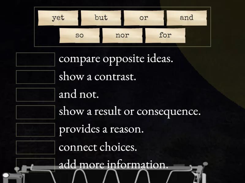 Coordinating conjunctions matching activity - Match up