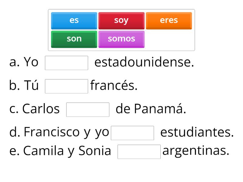 El verbo 'SER' (nacionalidades) - Complete the sentence