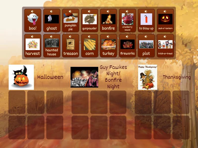 Autumn celebrations in the UK and the USA - Halloween, Guy Fawkes Night ...