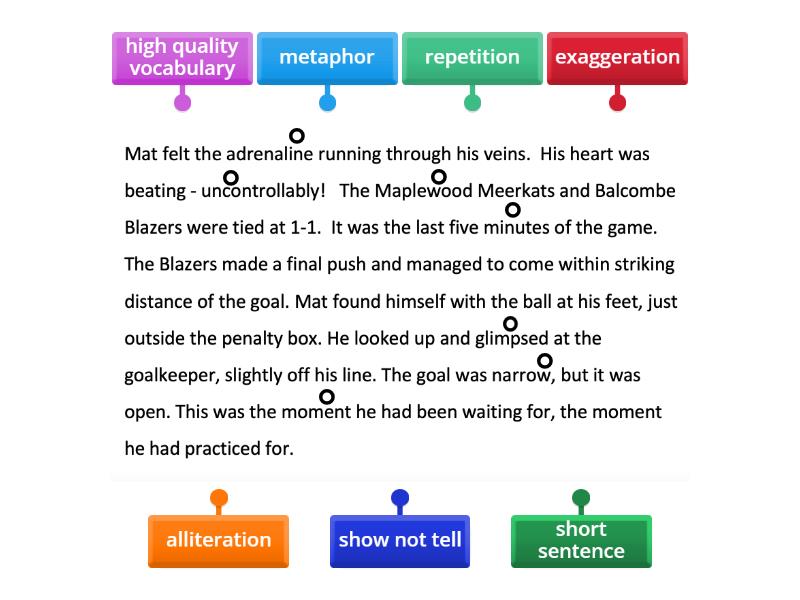 Tension Writing - Football 2 - Labelled diagram