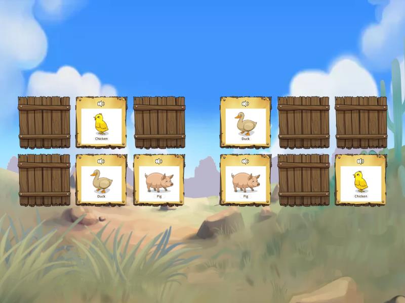 Game: animal in farm - Matching pairs