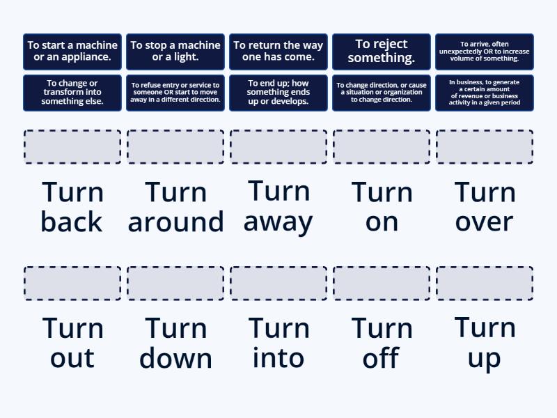 Phrasal verbs with 'turn' - Match up