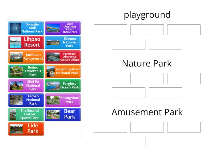 Types of Parks - Group sort