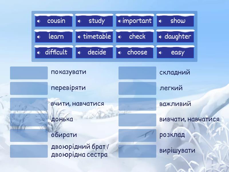 Exam help messages - Match up