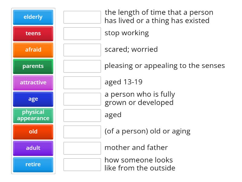 FT_Topic 1 Age [Vocabulary Practice] - Match up