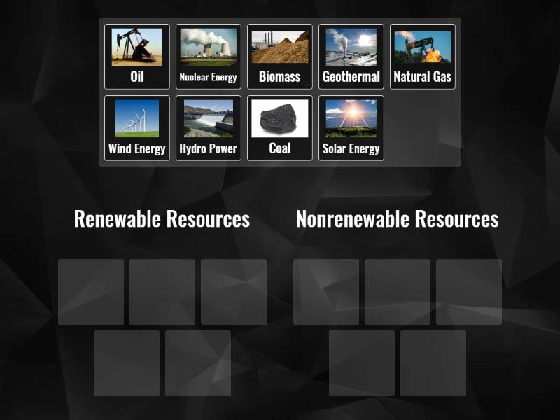 Renewable and Nonrenewable Energy Resources Sort - Group sort