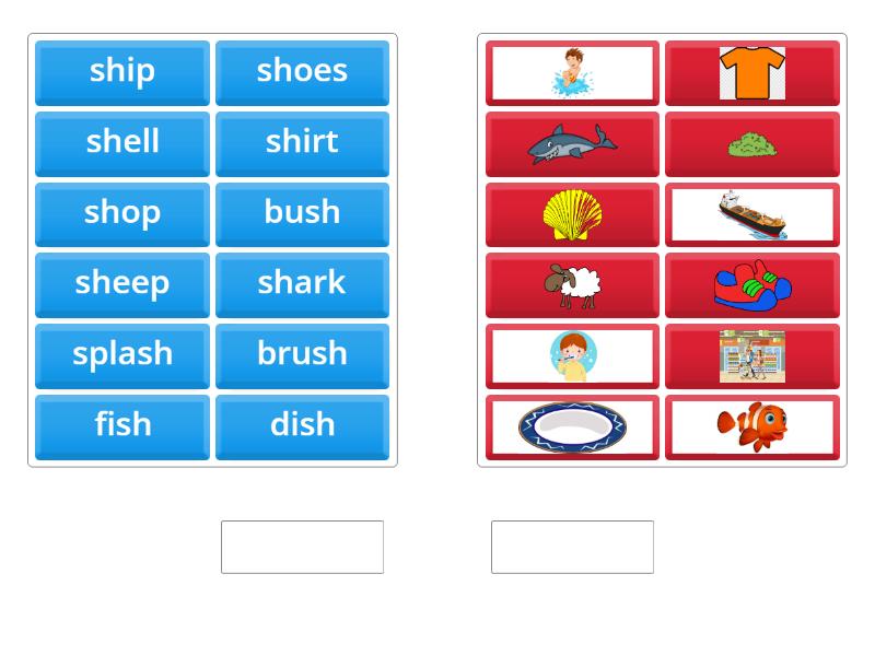 Phonics SH - Word and picture matching - Make sets
