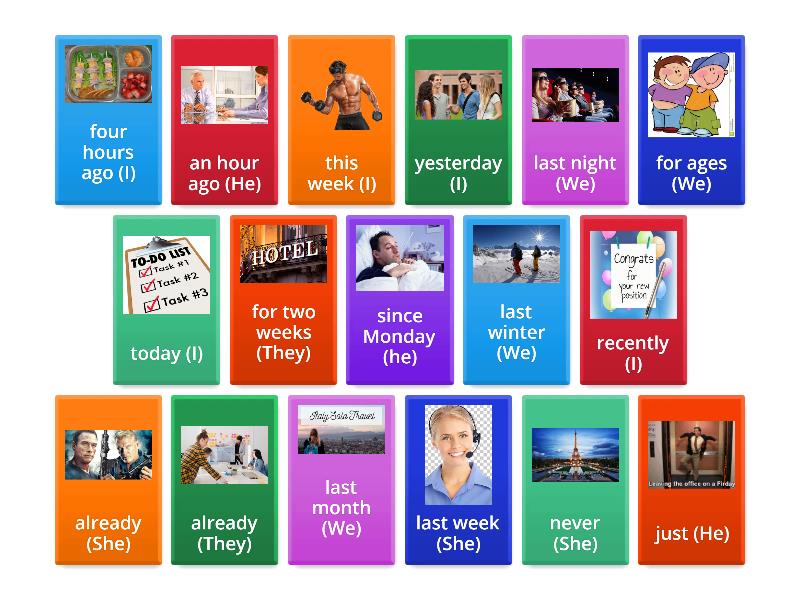 Present perfect vs. past simple - Flip tiles