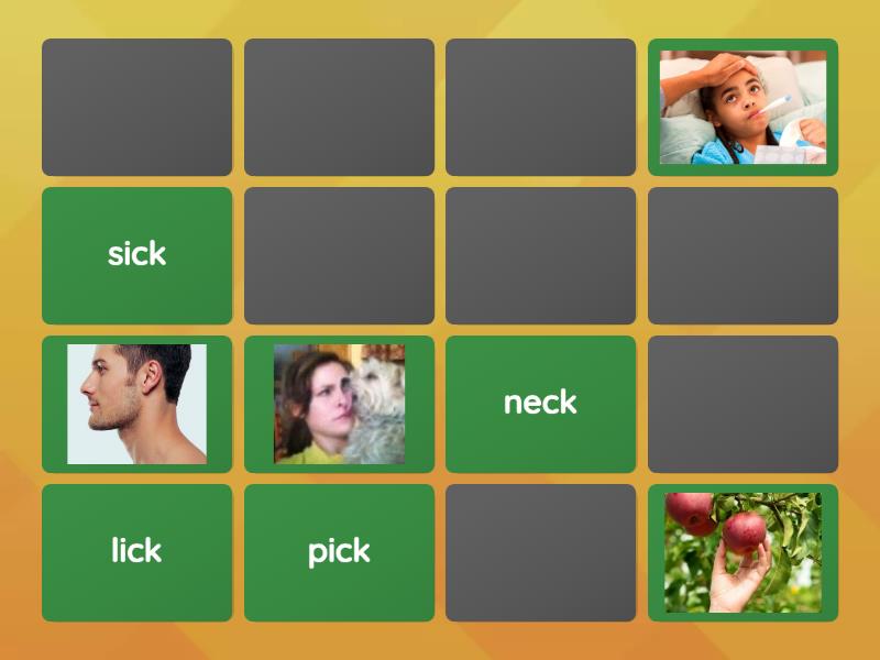 practice spelling with-ck - Matching pairs