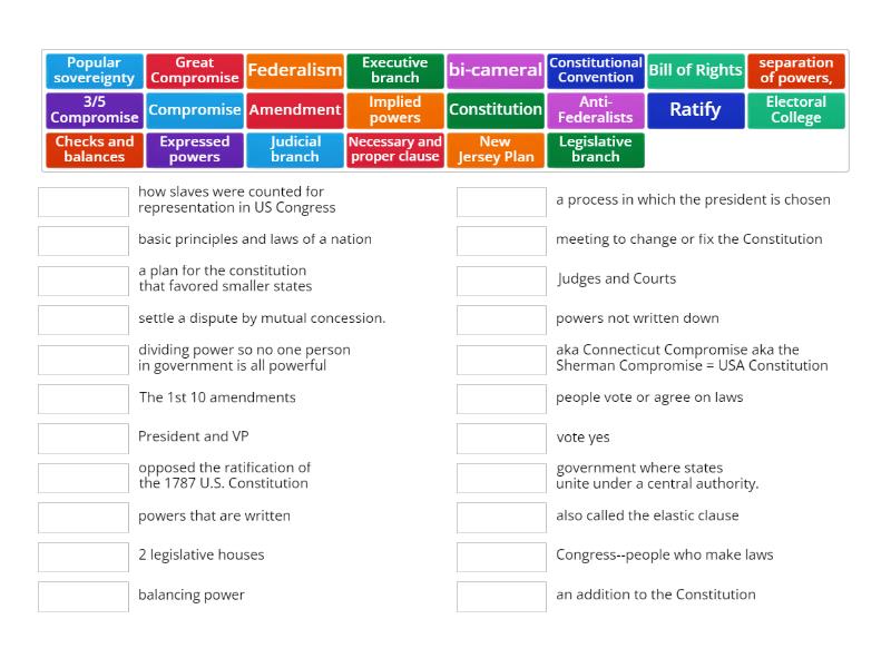 Constitution Vocab - Match up