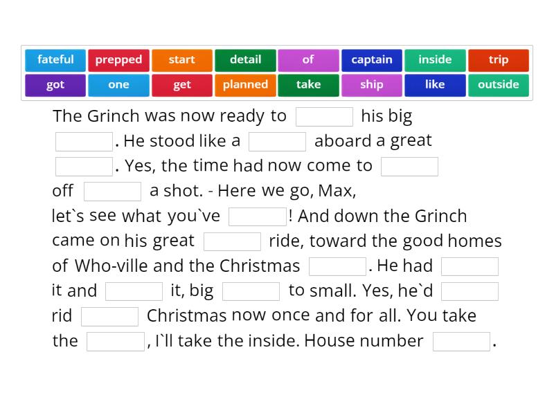 Fill The Words Into The Text Missing Word