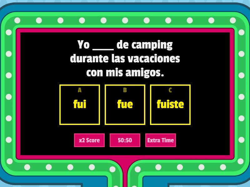 Preterite of ir, ser, dar and ver - Gameshow quiz