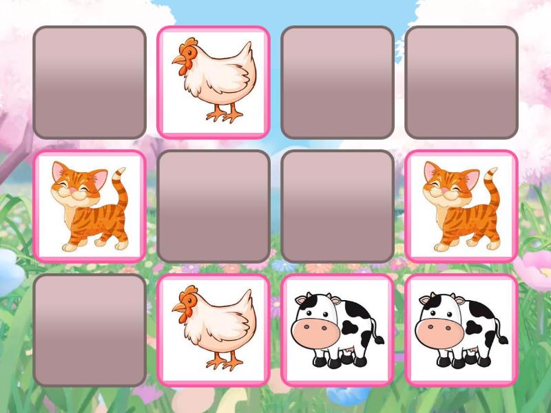 Memory game - Farm animals - Matching pairs