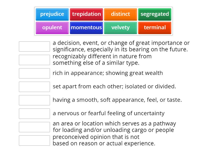 Unit 3 Vocabulary Blocks 2 and 3 - Match up