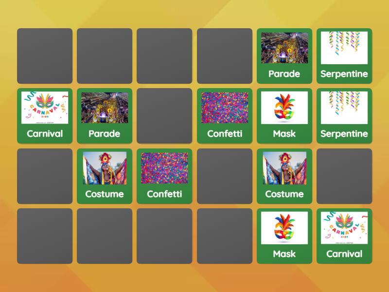 Carnival vocabulary - Matching pairs