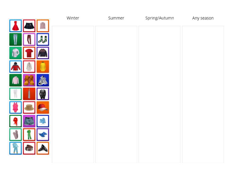 Clothes Categorize according to Seasons - Categorías