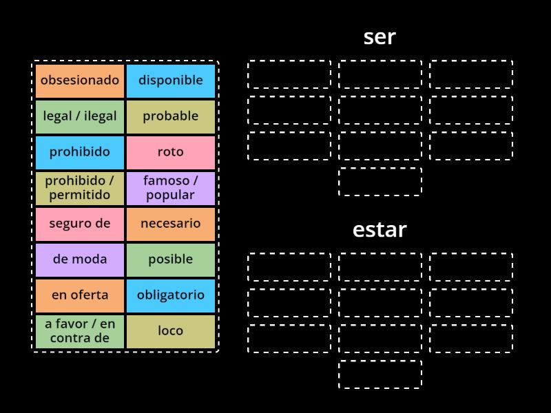 adjetivos con ser y estar - Ordenar por grupo