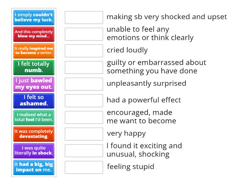 Emotions (collocations) - Match up