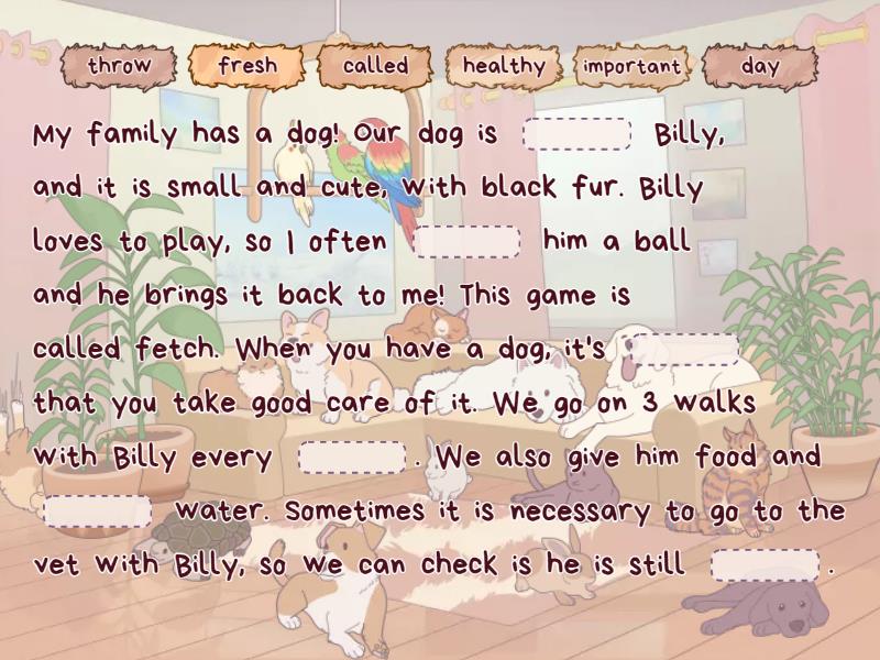 Our dog Billy - Complete the sentence
