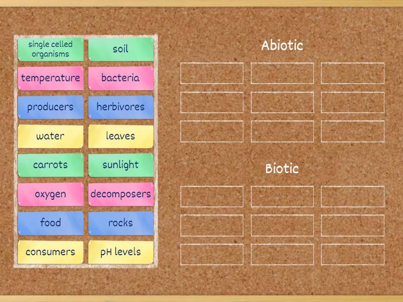 Abiotic vs Biotic - Ordenar por grupo
