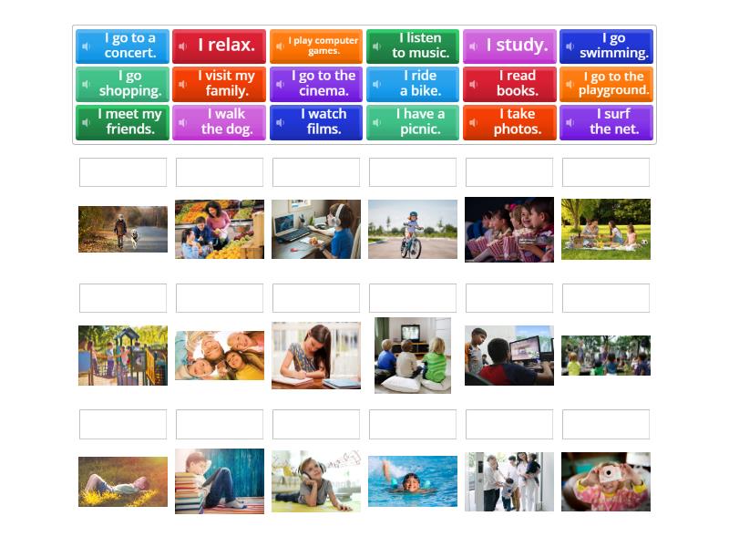 People | Free Time Activities Vocabulary - Match up