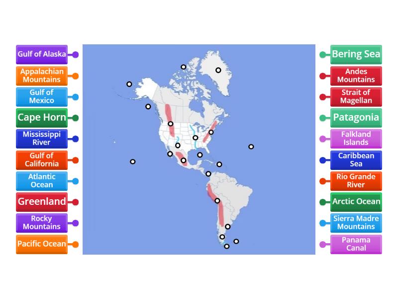 Americas Map Quiz - Labelled diagram