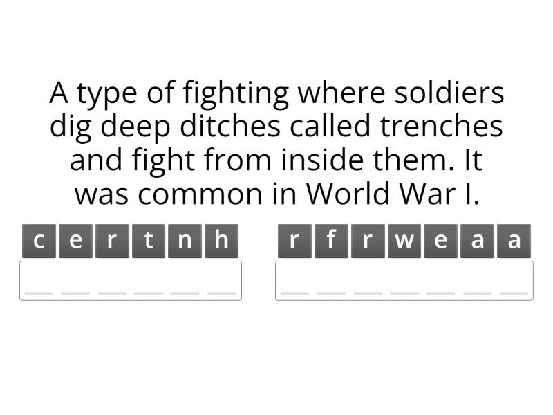 Y9 History - World War 1 (3) - Anagram