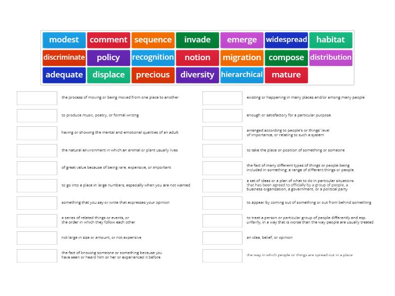 UNIT 5 L AND S +EXTRA WORDS - UPP INT - SKILLFUL 4 - Match up