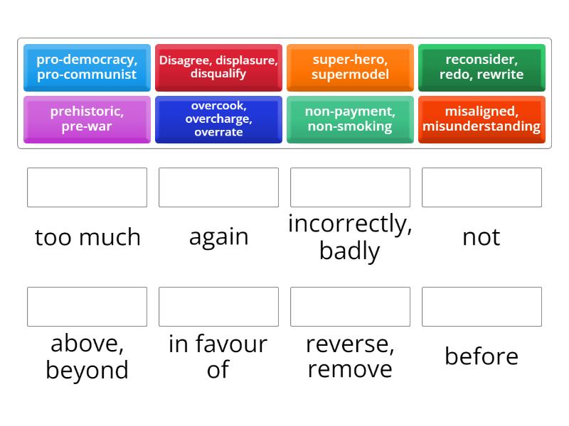 Prefixes Activity - Match up