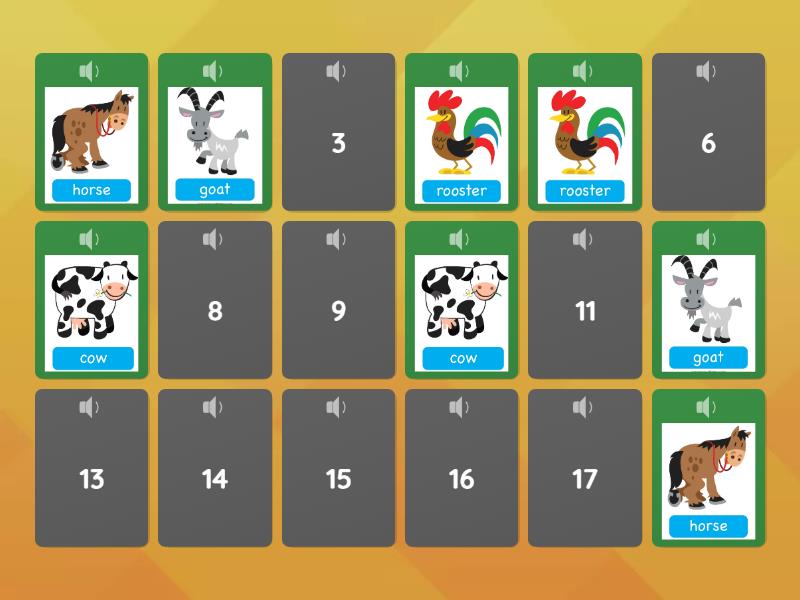 Farm Animals Memory Game - Parejas