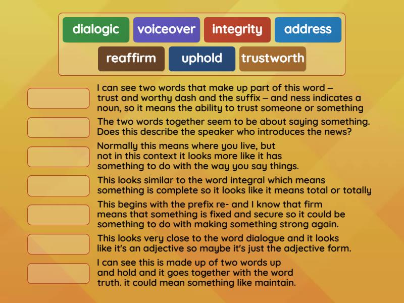 Dealing with challenging words - Match up
