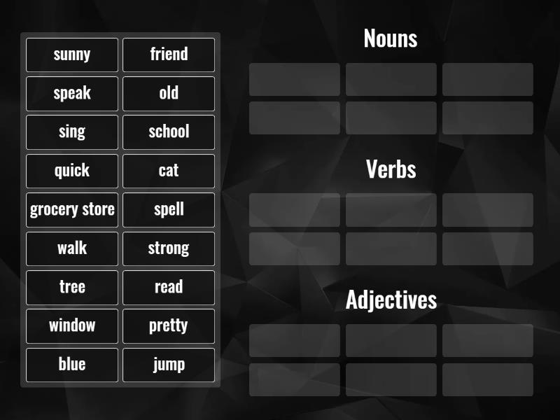 Noun, Verb, & Adjective Sort - Group sort