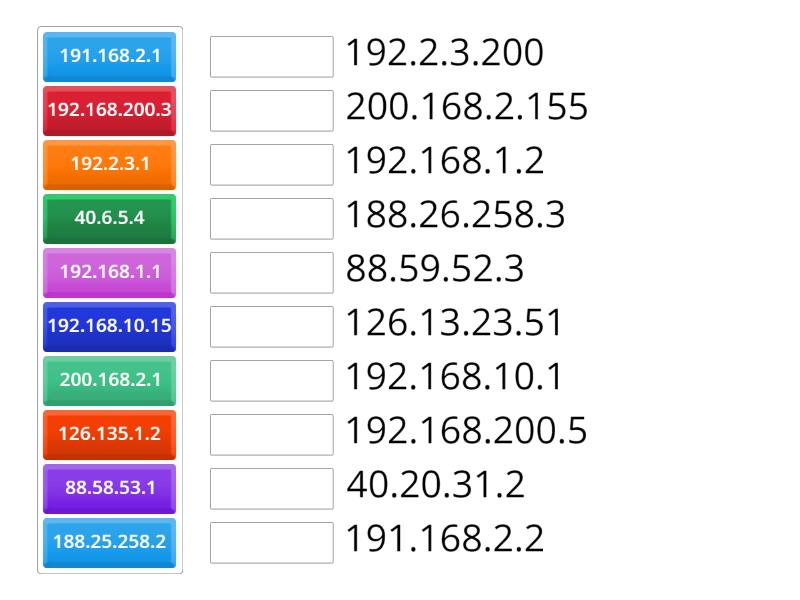 IP ADDRESS - Match up