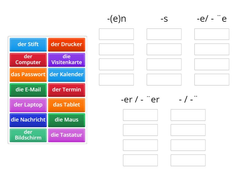 Pluralformen Momente L6 Ü3b - Group sort