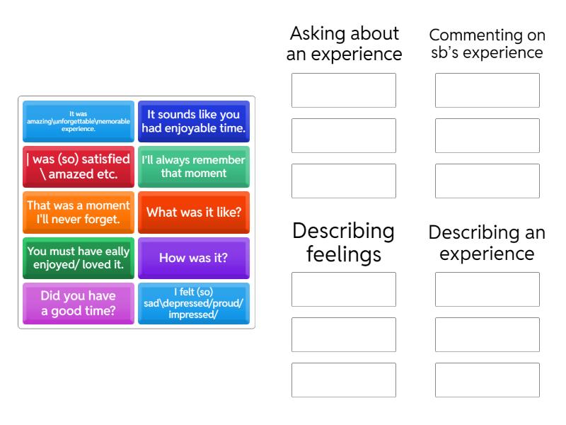 describing experience unit 3 on screen 3 - Group sort
