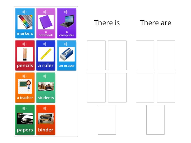 there is / there are objects in a classroom - Group sort