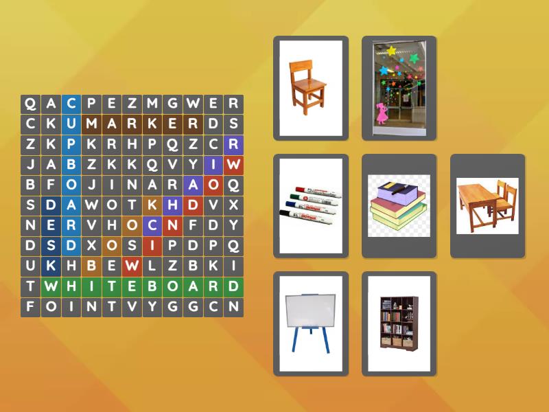 Things in the classroom - Wordsearch