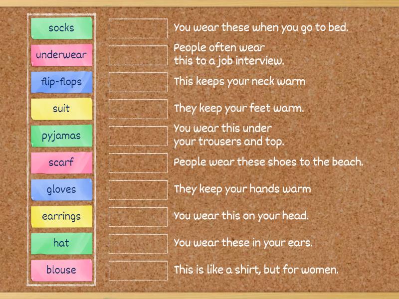 Clothes (English File, pre-interm) - Match up