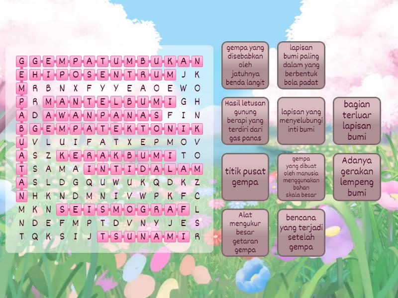 TTS STRUKTUR BUMI DAN PERKEMBANGANNYA - Wordsearch