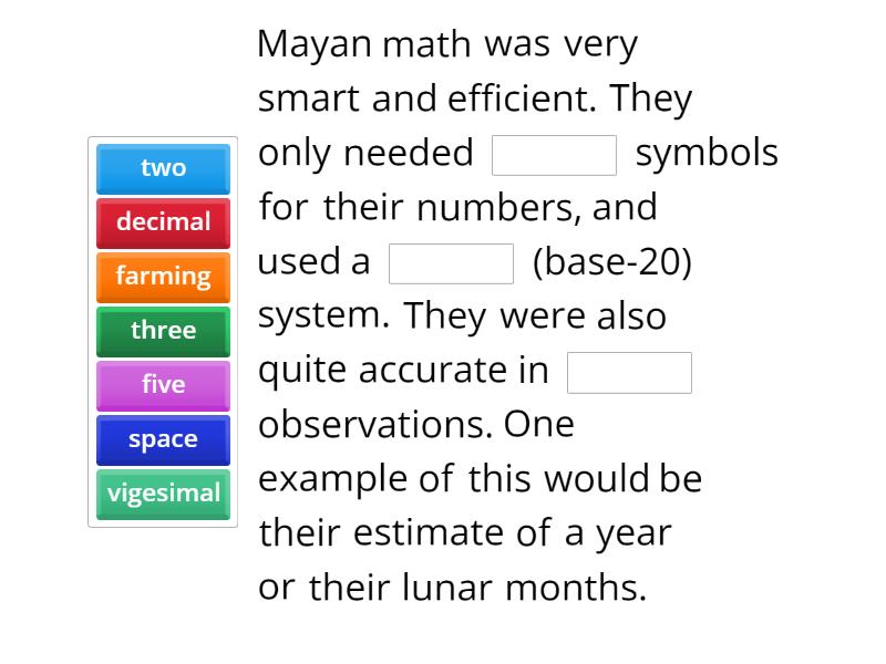 Maya Math Vocabulary - Complete the sentence