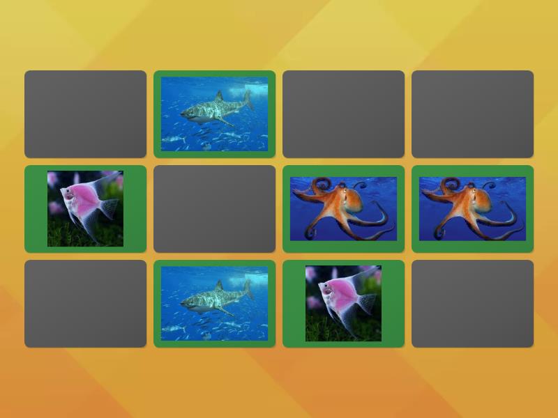 SEA ANIMALS MEMORY GAME - Matching pairs