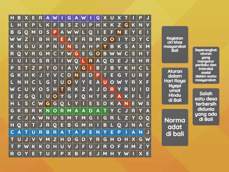 NORMA DALAM ADAT ISTIADAT BALI - Wordsearch
