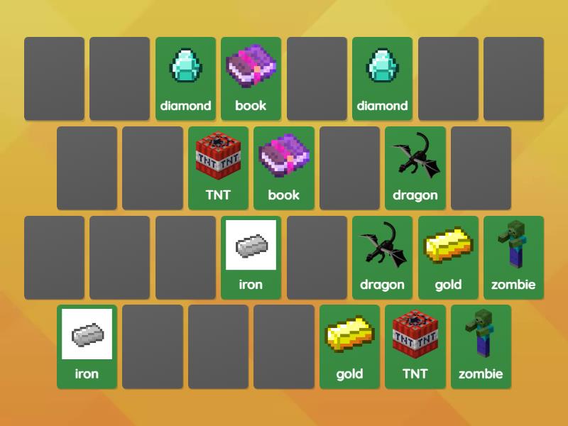 15 Minecraft Words - easy - Matching pairs