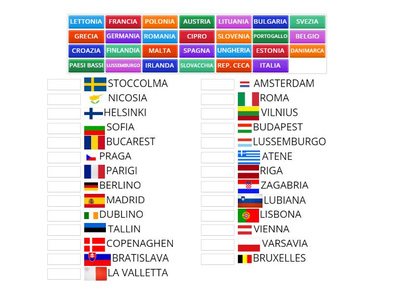STATI UE, BANDIERE e CAPITALI - Match up
