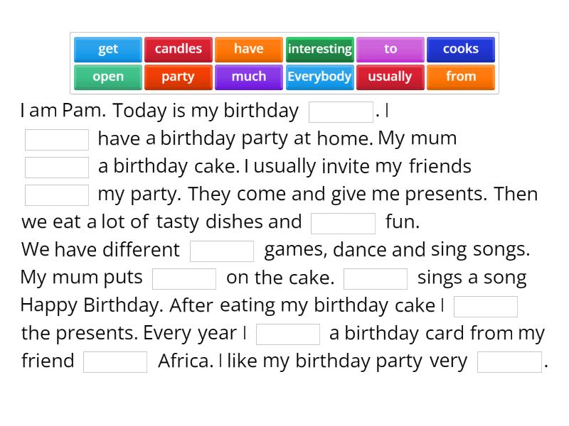 Birthday party - Complete the sentence