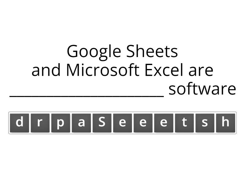 Spreadsheets - Key Terms - Anagram