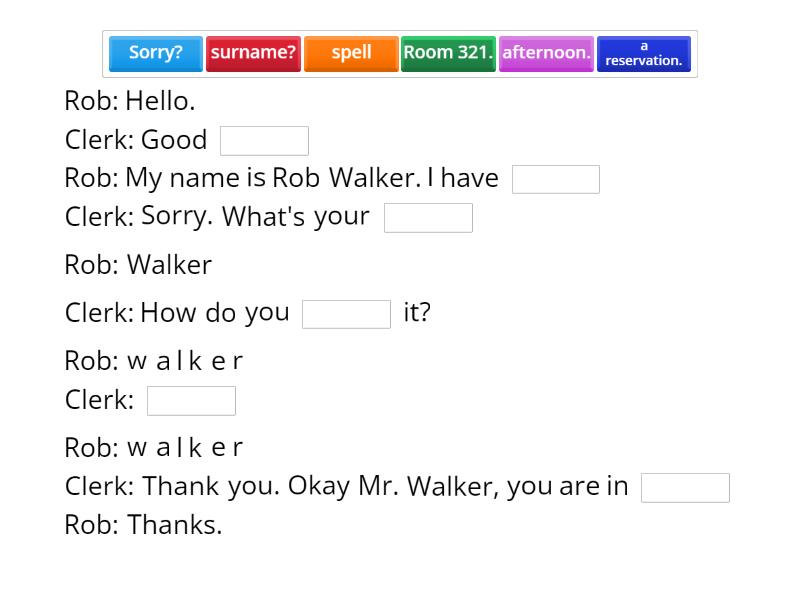 Dialogue Practice 1 - Complete the sentence