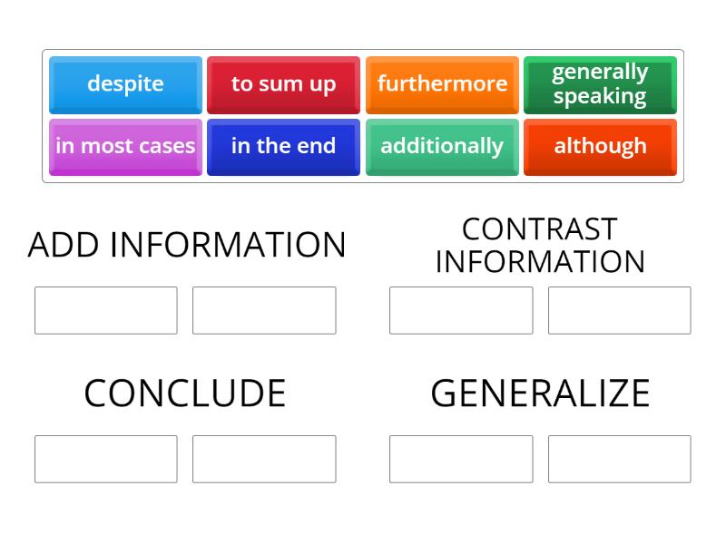 MC GRAW HILL DISCOURSE MARKERS - Group sort