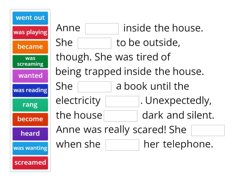 Past Simple vs Past Continuous story - Missing word