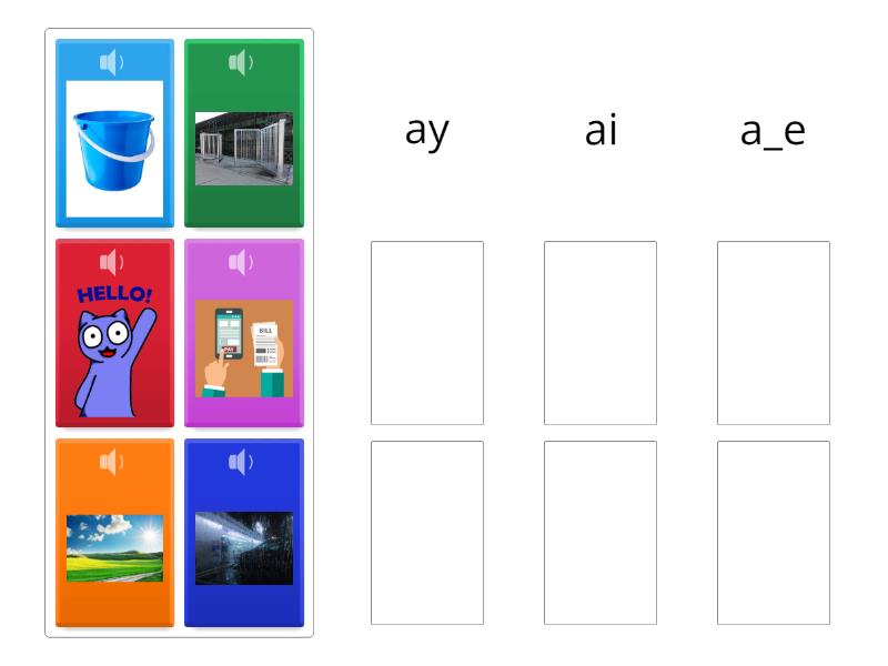 AY, AI, A_E PHONICS GAME - Group sort